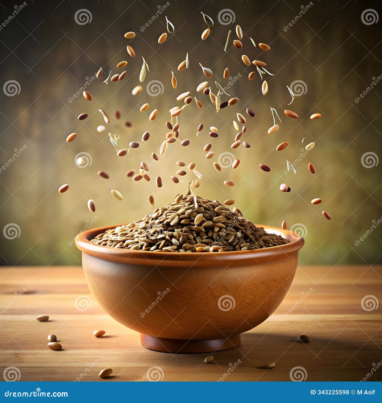 A Whimsical Scene of a Bowl of Seeds Dancing Energetically Stock ...