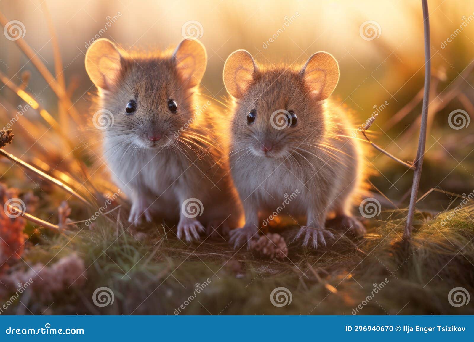 Whimsical Scene of Two Tiny and Endearing Mice Joyfully Exploring a ...