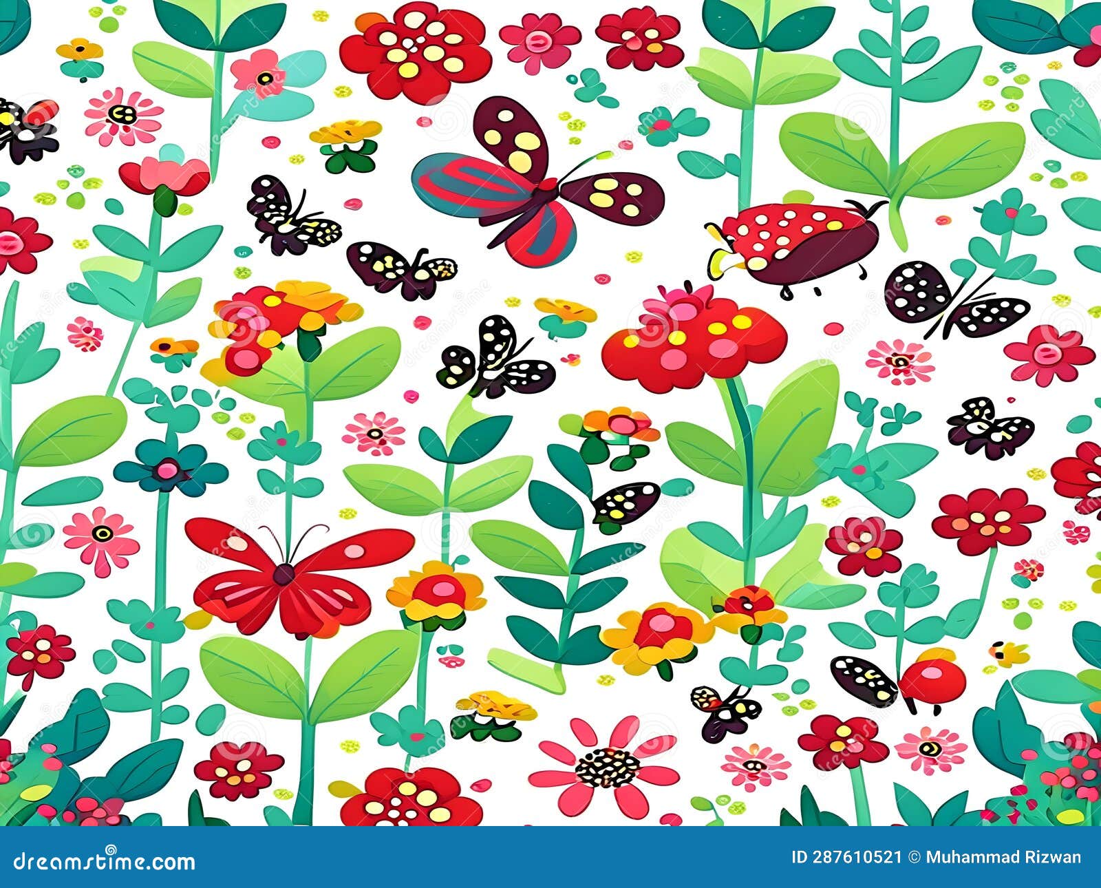 Whimsical Seamless Pattern Design Stock Illustration - Illustration of ...