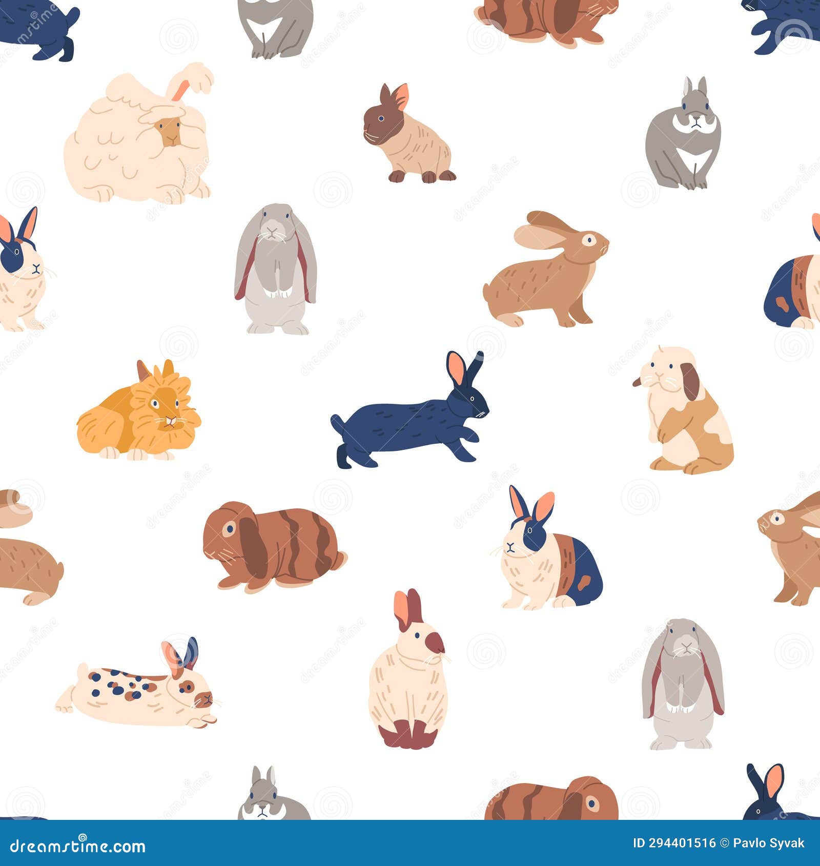 Whimsical Seamless Pattern Featuring Adorable Rabbits. from Floppy Ears ...