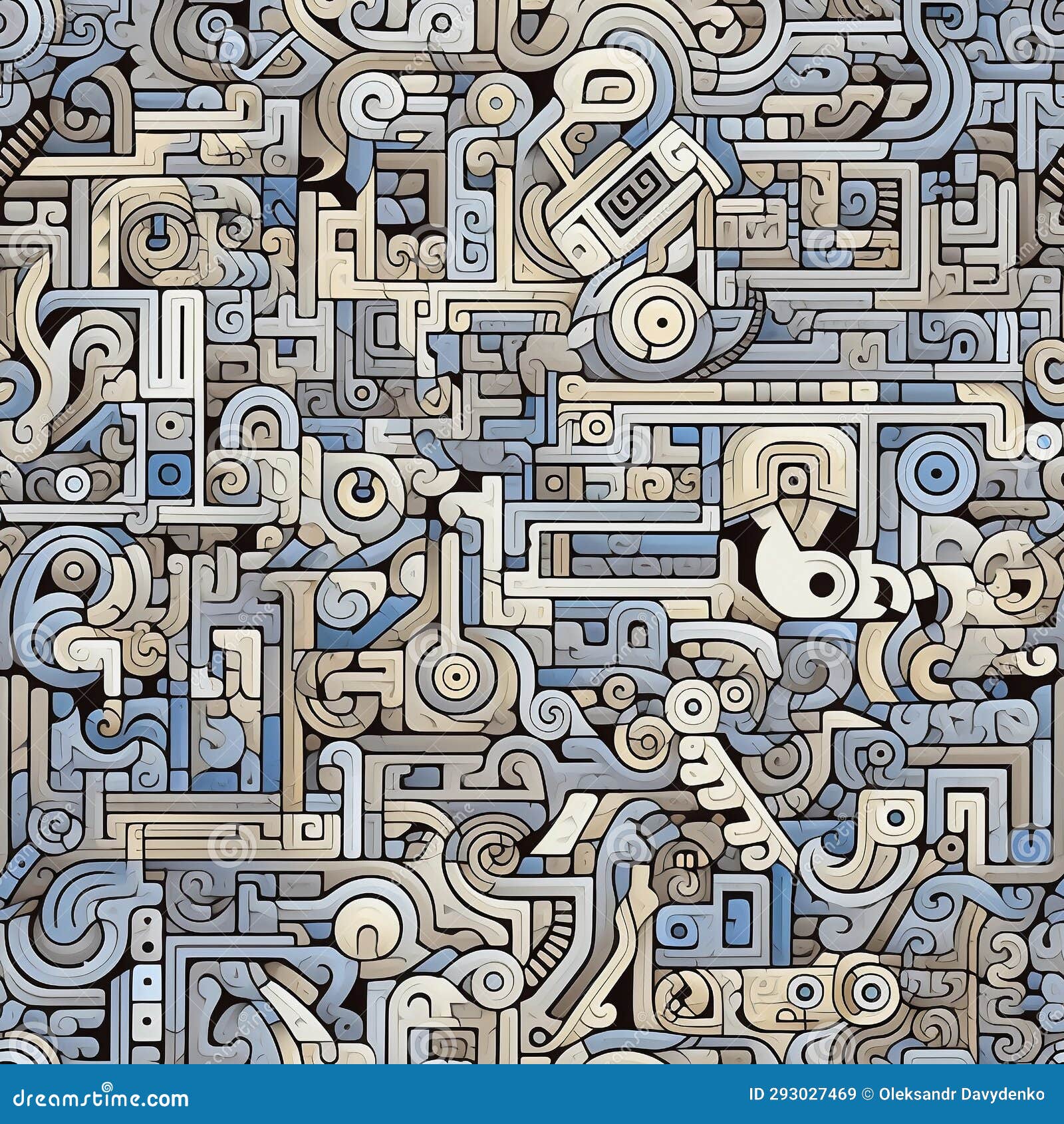 Whimsical Seamless Pattern in Muted Tones. Colorful Detailed Texture ...