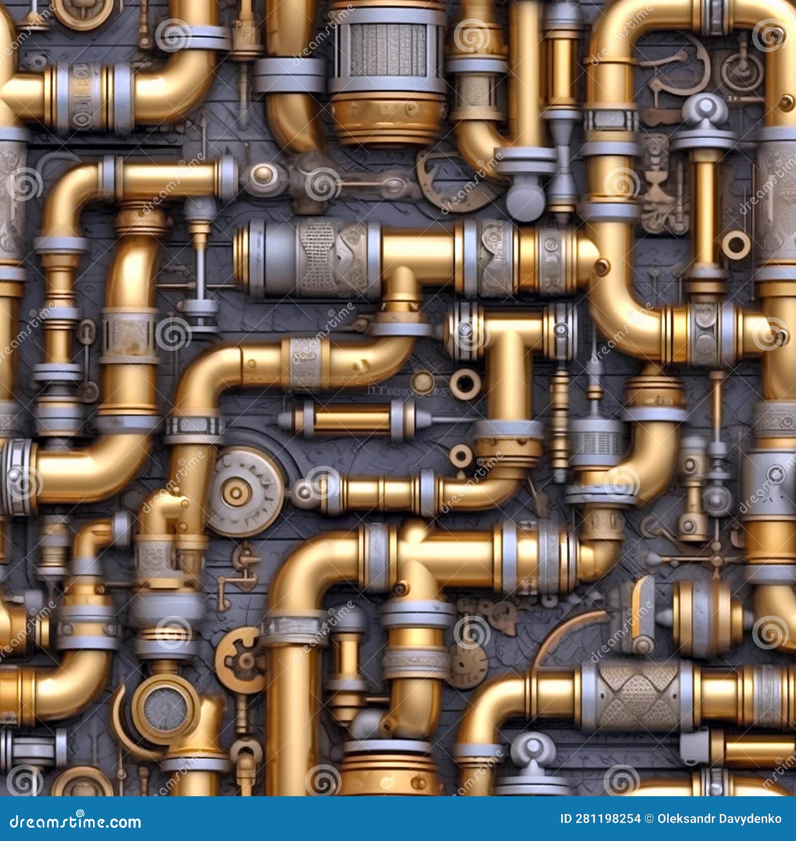 Whimsical Seamless Pattern with Pipes and Valves. Repetitive Industrial ...