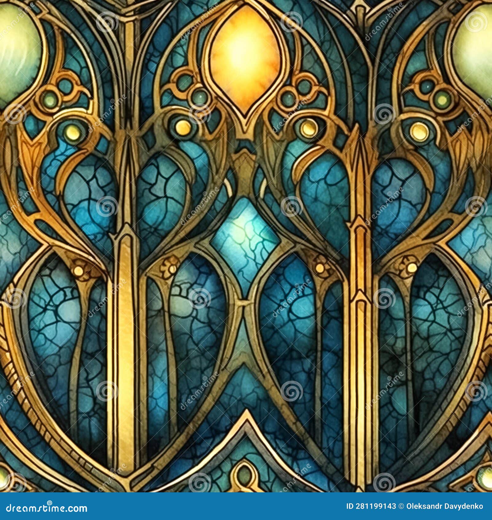 Whimsical Seamless Pattern with Stained Glass Mosaic Window. Texture ...