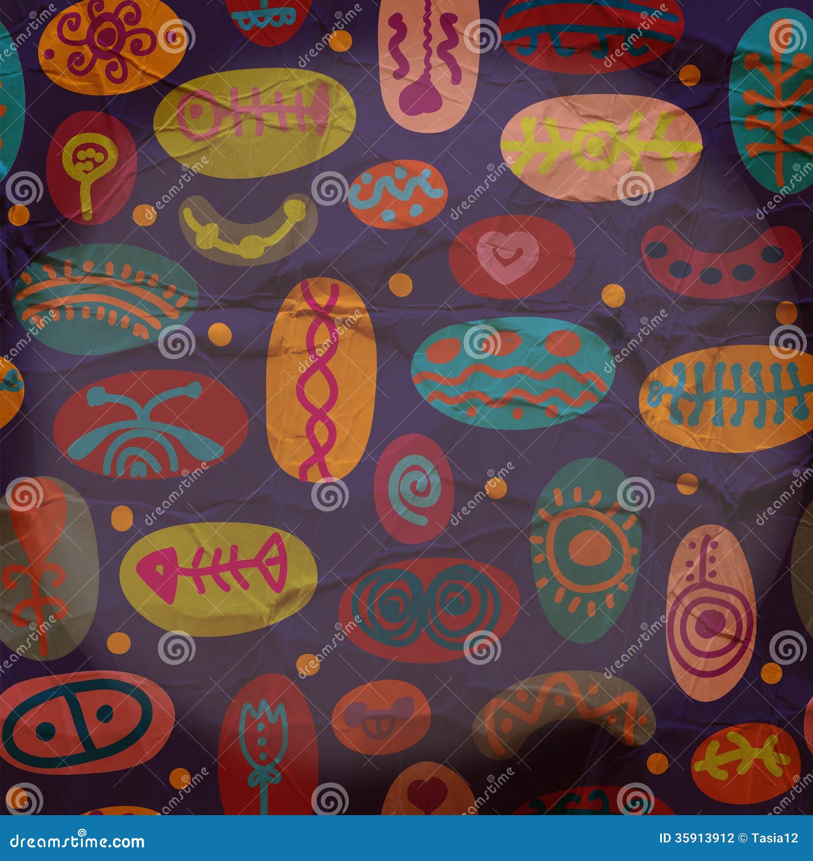 Whimsical Seamless Pattern with Traditional Objects Stock Illustration ...