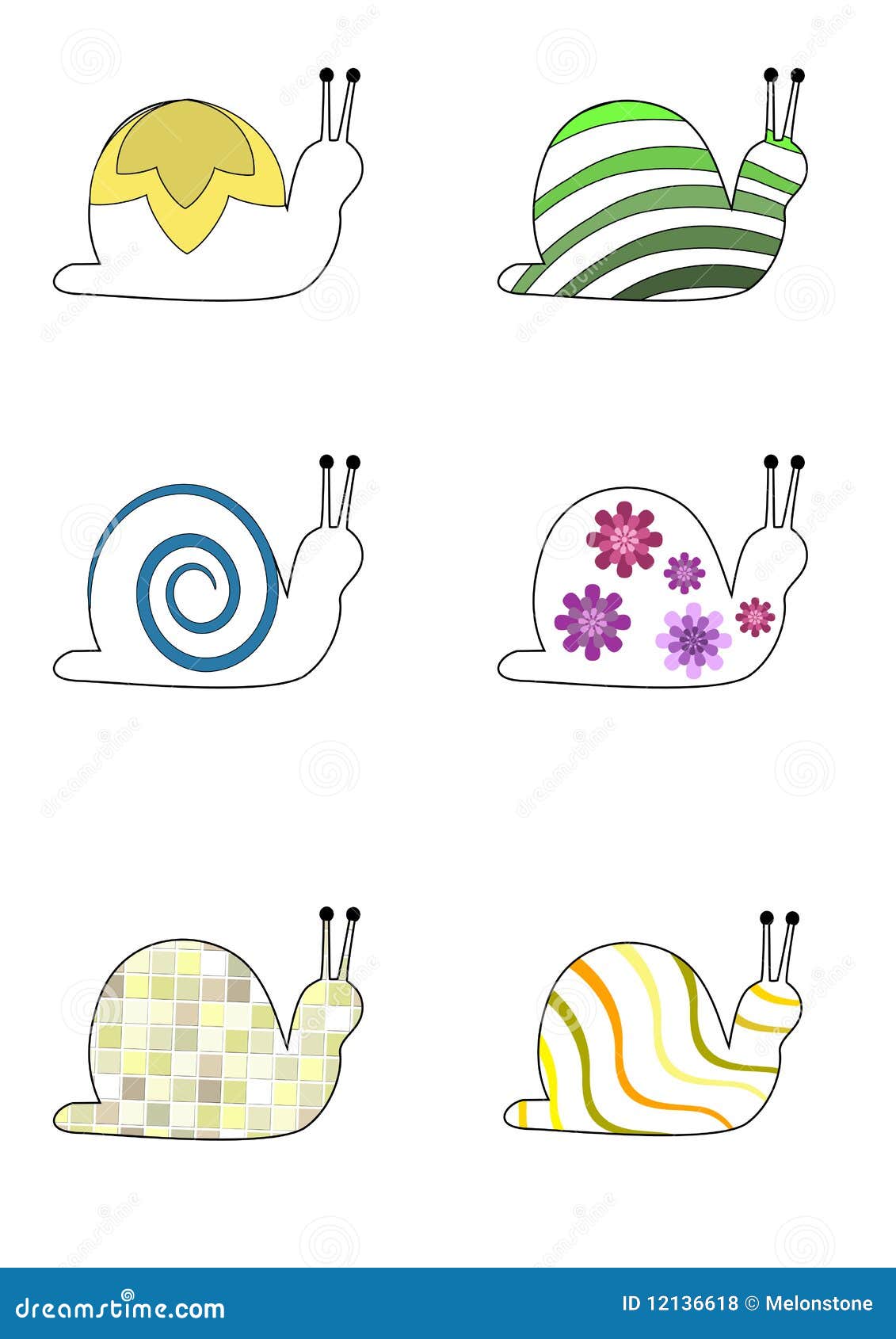 Whimsical snail characters stock illustration. Illustration of comic ...