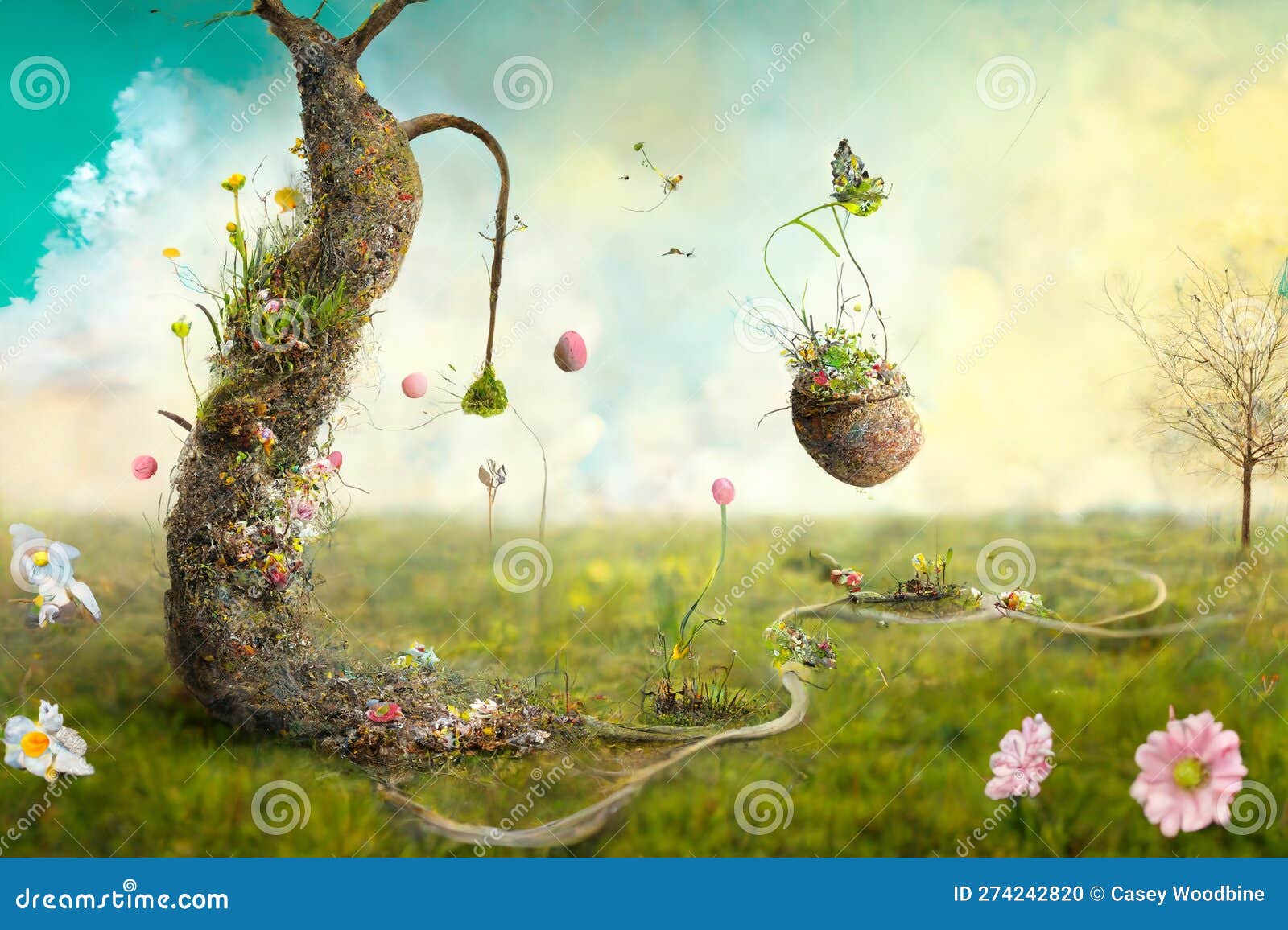 A Whimsical Spring Scene with New Life Emerging Stock Photo - Image of ...