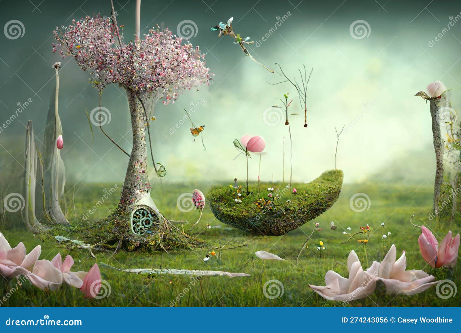 A Whimsical Spring Scene with New Life Emerging Stock Photo - Image of ...