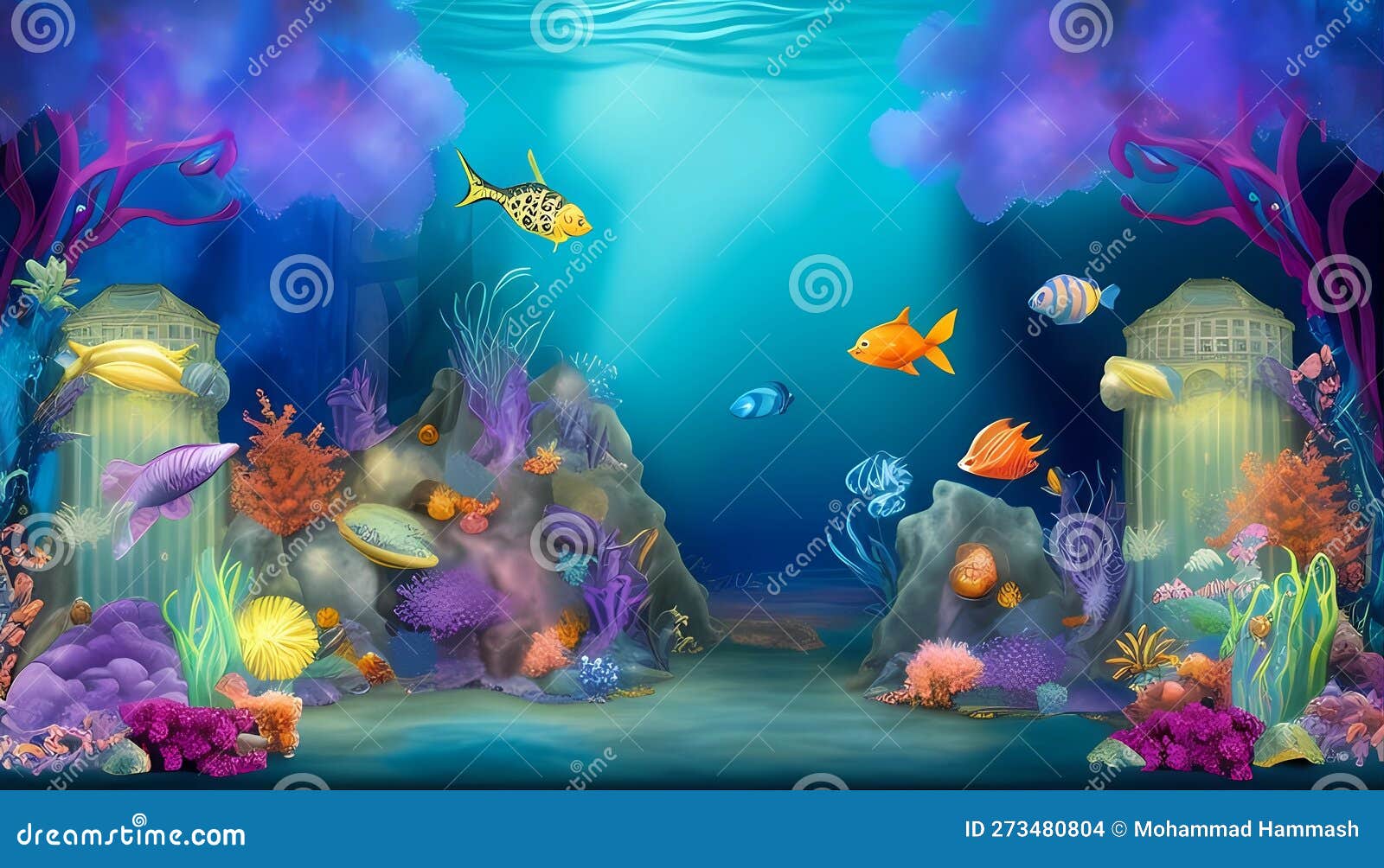 Whimsical Stage Backdrop, Made with Generative AI Stock Illustration ...