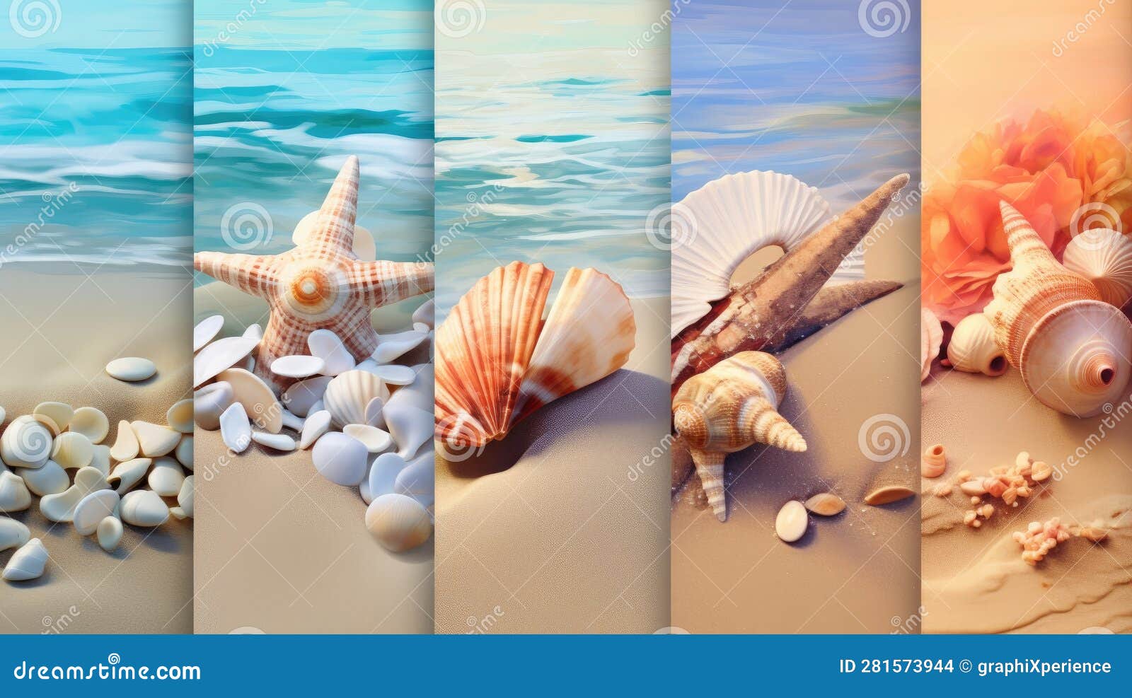 Whimsical Summer Scene with a Seashell Stock Illustration ...
