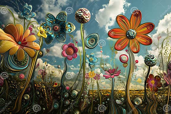 Whimsical Transformations: Where Flowers Meet Abstraction Stock ...