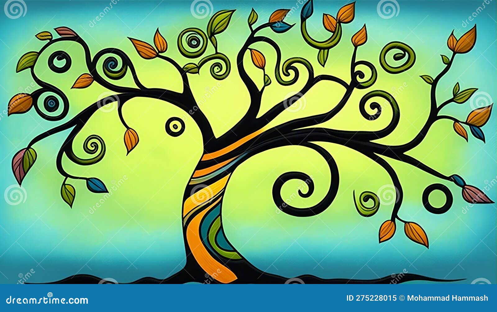 Whimsical Tree in Cartoon Style, Made with Generative AI Stock ...