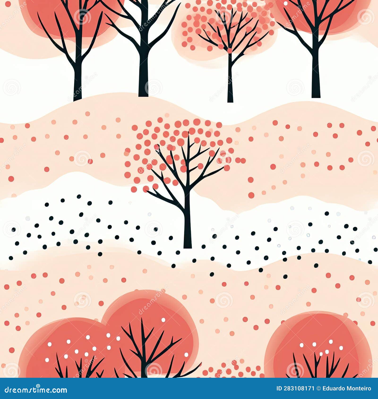 Whimsical Tree Patterns in Soft, Dreamy Landscapes (tiled) Stock ...
