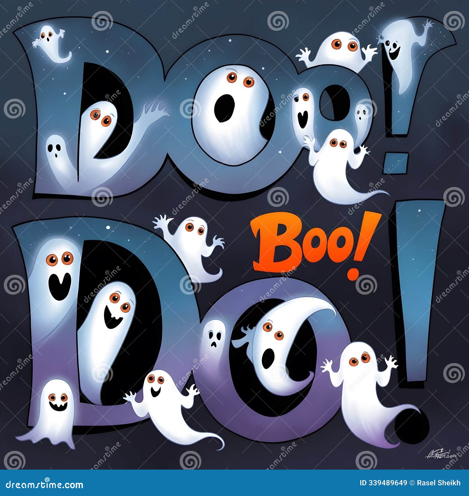 Ghostly Silhouettes of Various Shapes and Sizes Form the Letters Stock ...