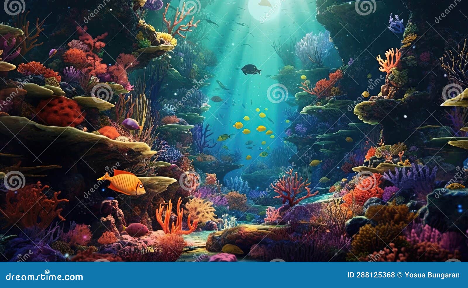 Whimsical Underwater Dive, Digital Art Illustration, Generative AI Stock Illustration ...