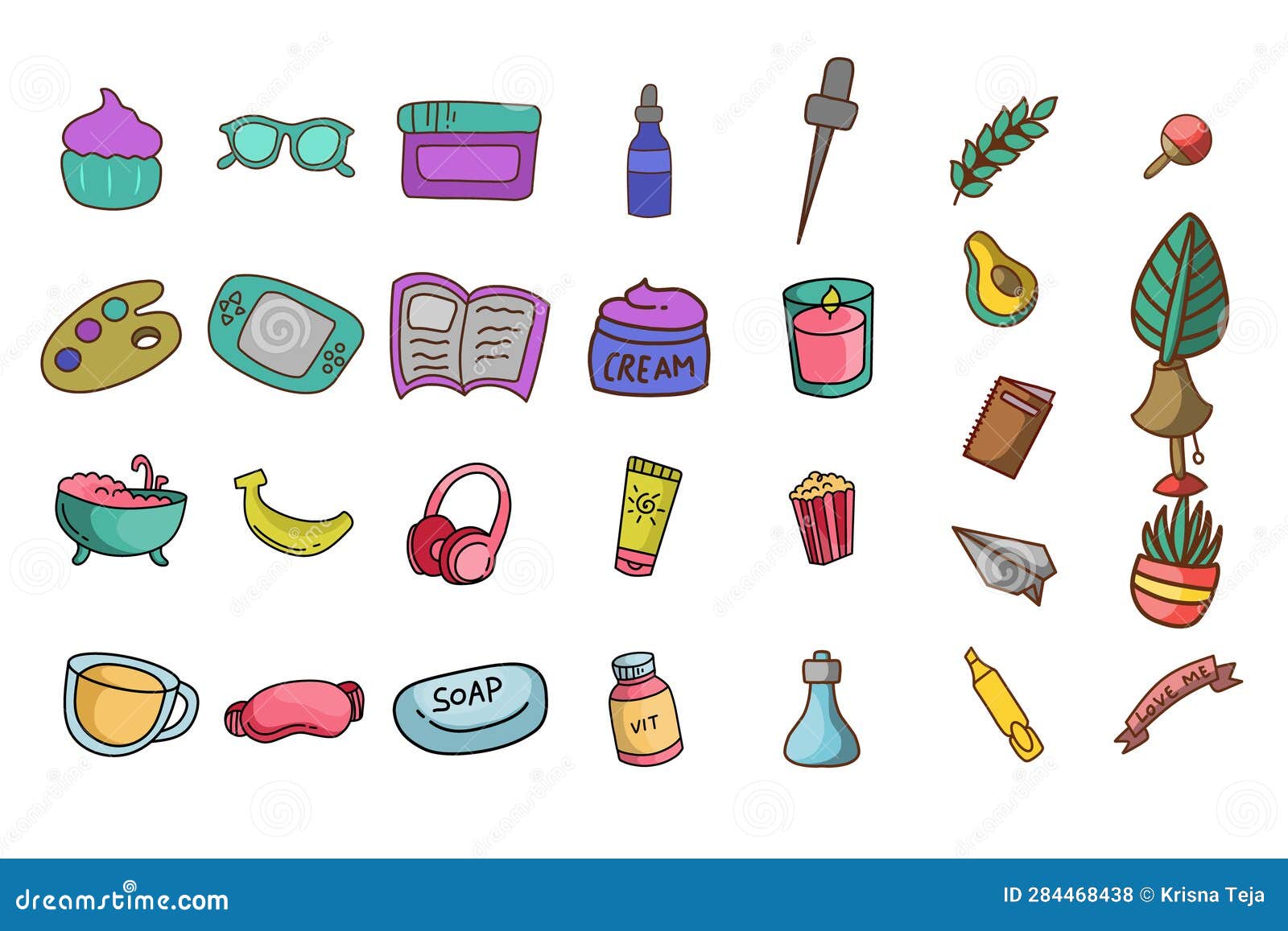 Whimsical Vector Hand Draw Doodle Icon Set Stock Vector - Illustration ...