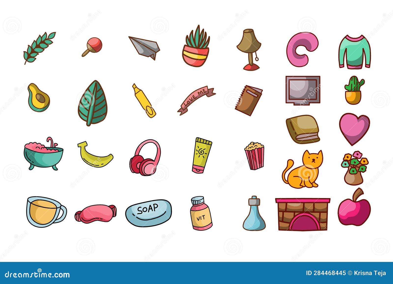 Whimsical Vector Hand Draw Doodle Icon Set Stock Vector - Illustration ...