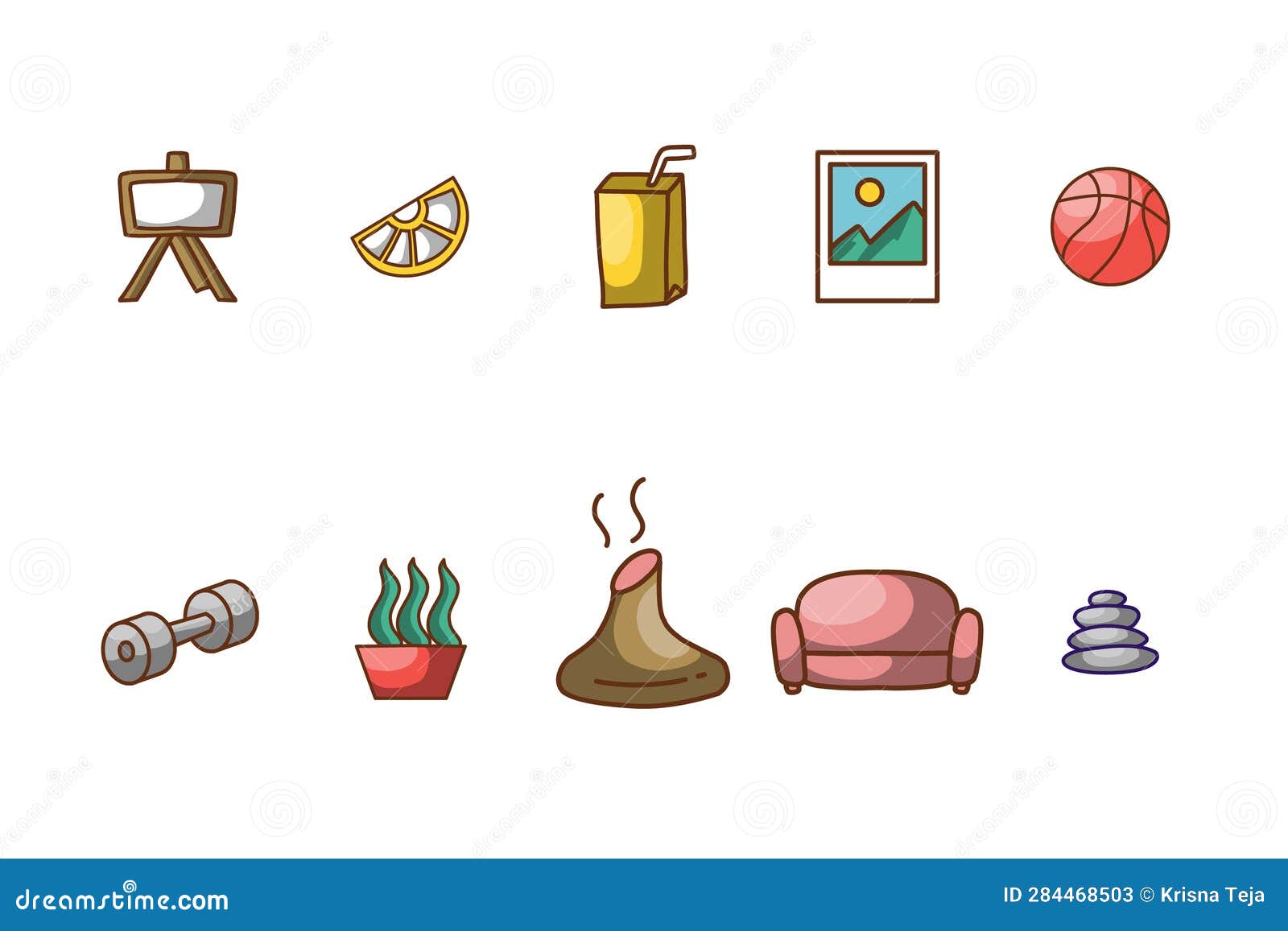 Whimsical Vector Hand Draw Doodle Icon Set Stock Vector - Illustration ...