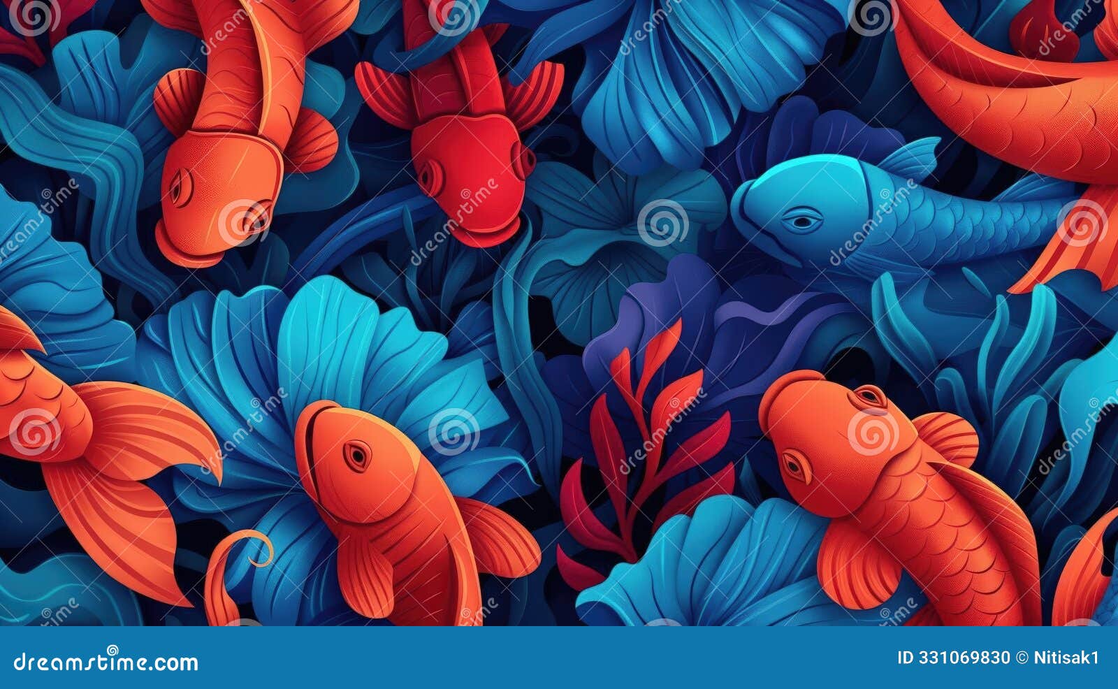 Whimsical Vector Illustration of Imaginary Sea Creatures Stock ...