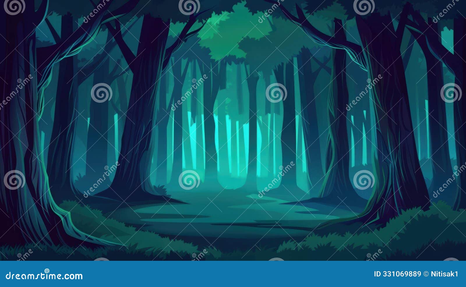 Whimsical Vector Illustration of Magical Forest Stock Illustration ...