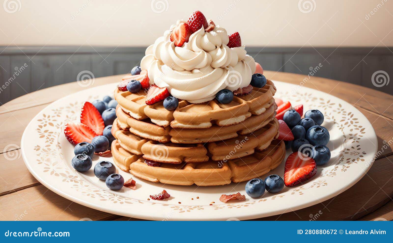 Whimsical Waffle Delight.AI Generated Stock Illustration - Illustration ...