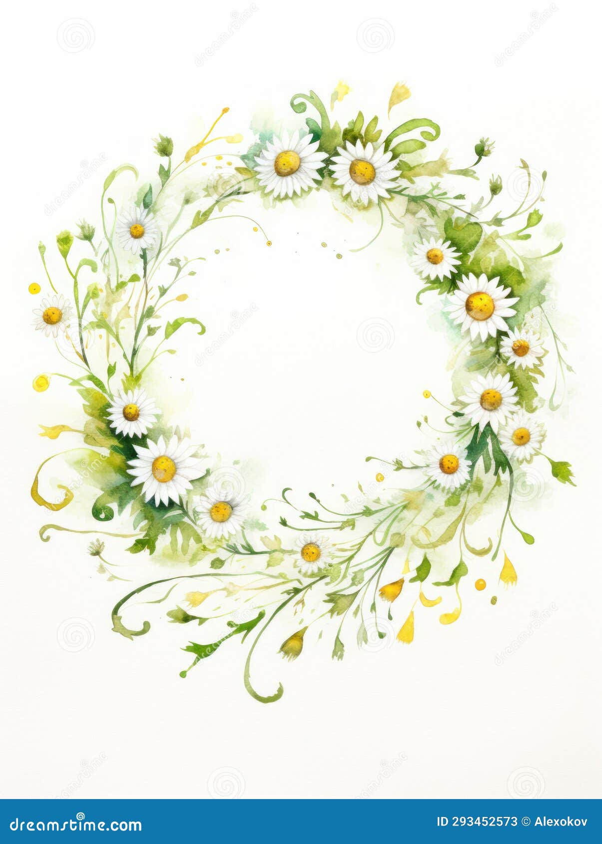 Whimsical Watercolor Daisy Chain in Circular Design AI Generated Stock ...