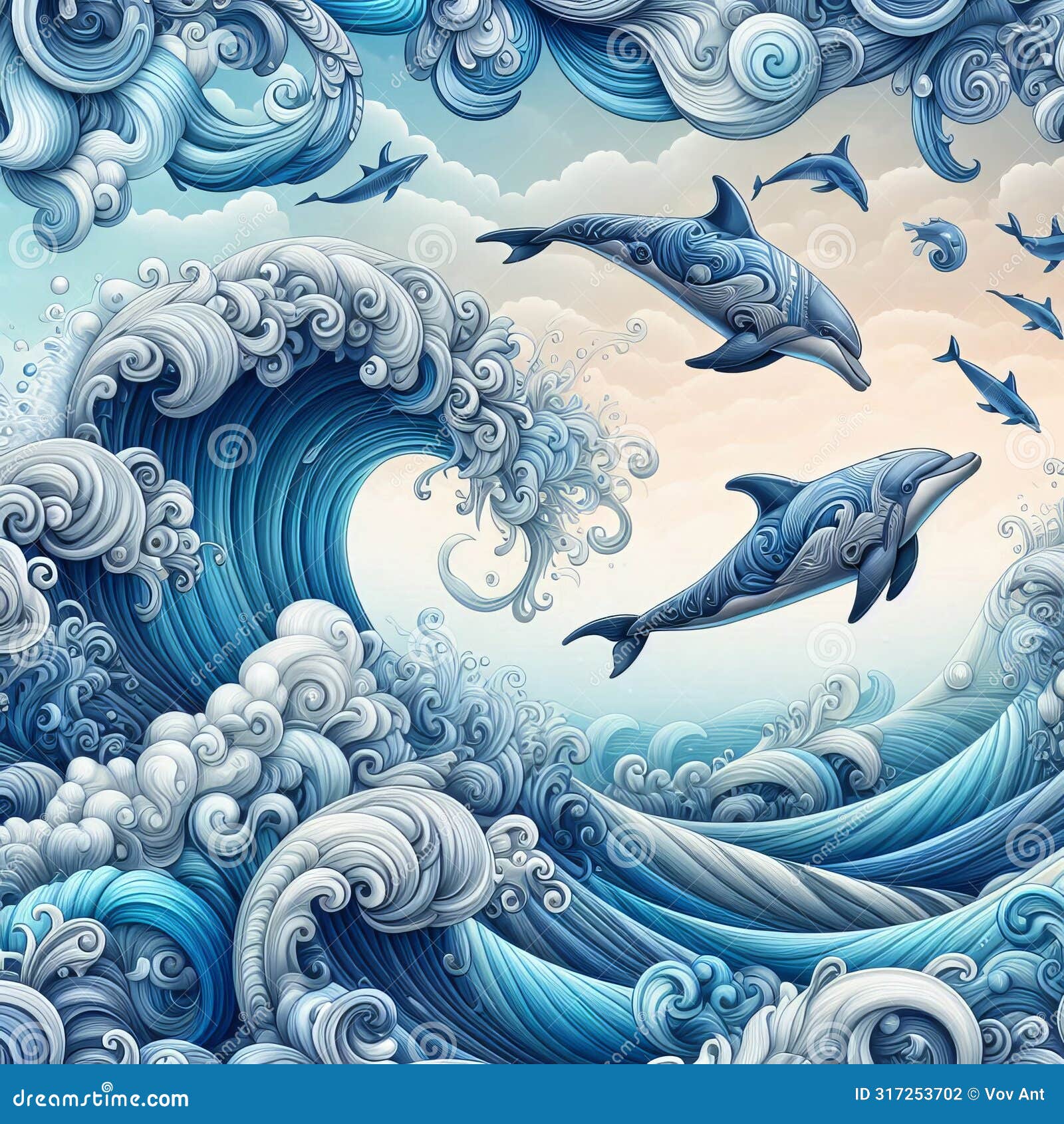 Whimsical Wave Pattern With Playful And Whimsical Elements, Ho Stock ...