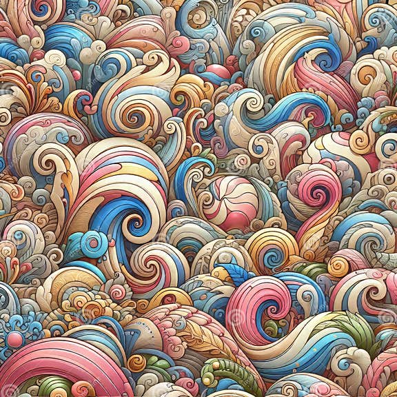 Whimsical Wave Pattern with Playful and Whimsical Elements, Ho Stock ...