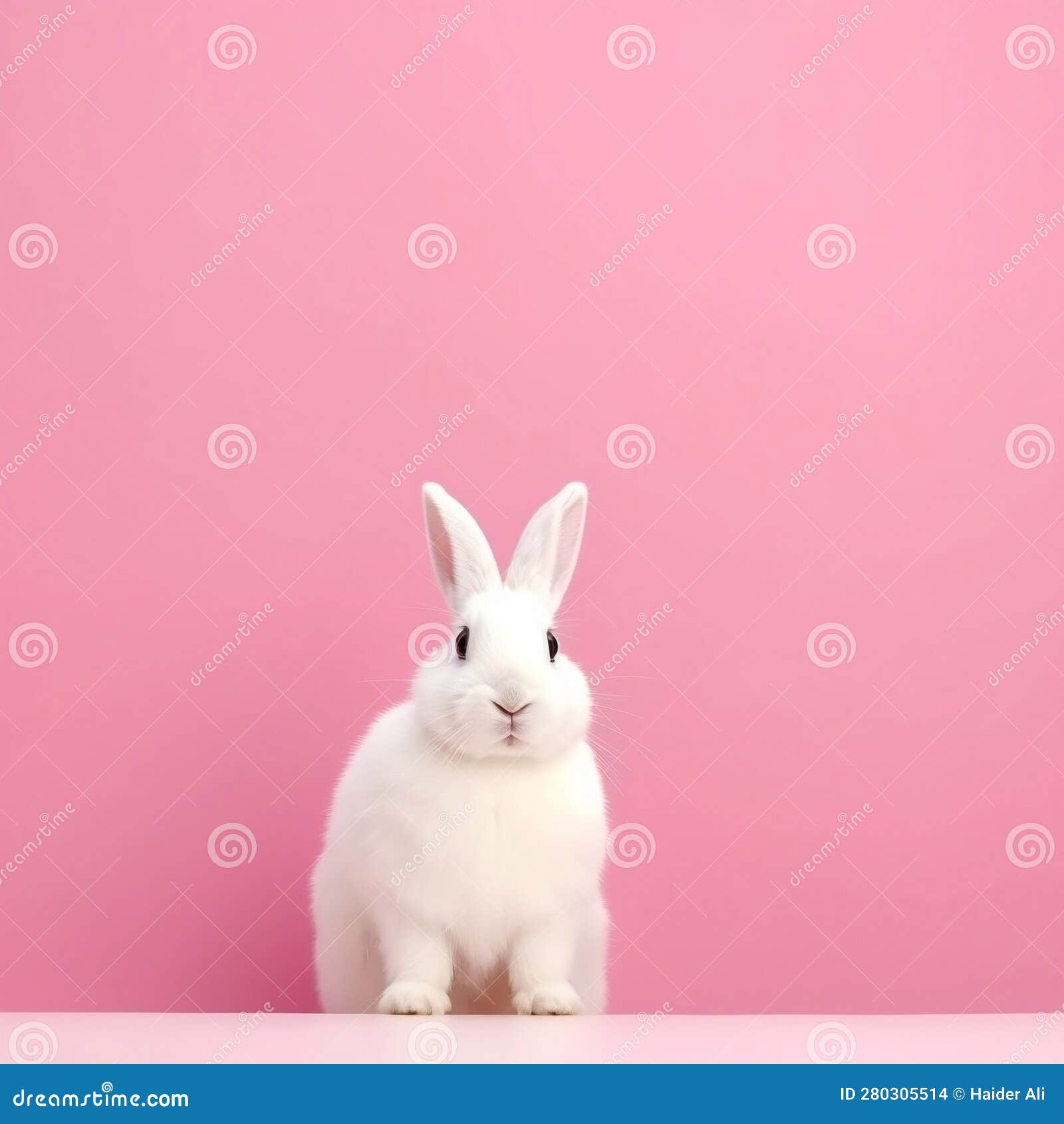 Whimsical White Rabbit on Pink Background. Easter Concept. Generative ...