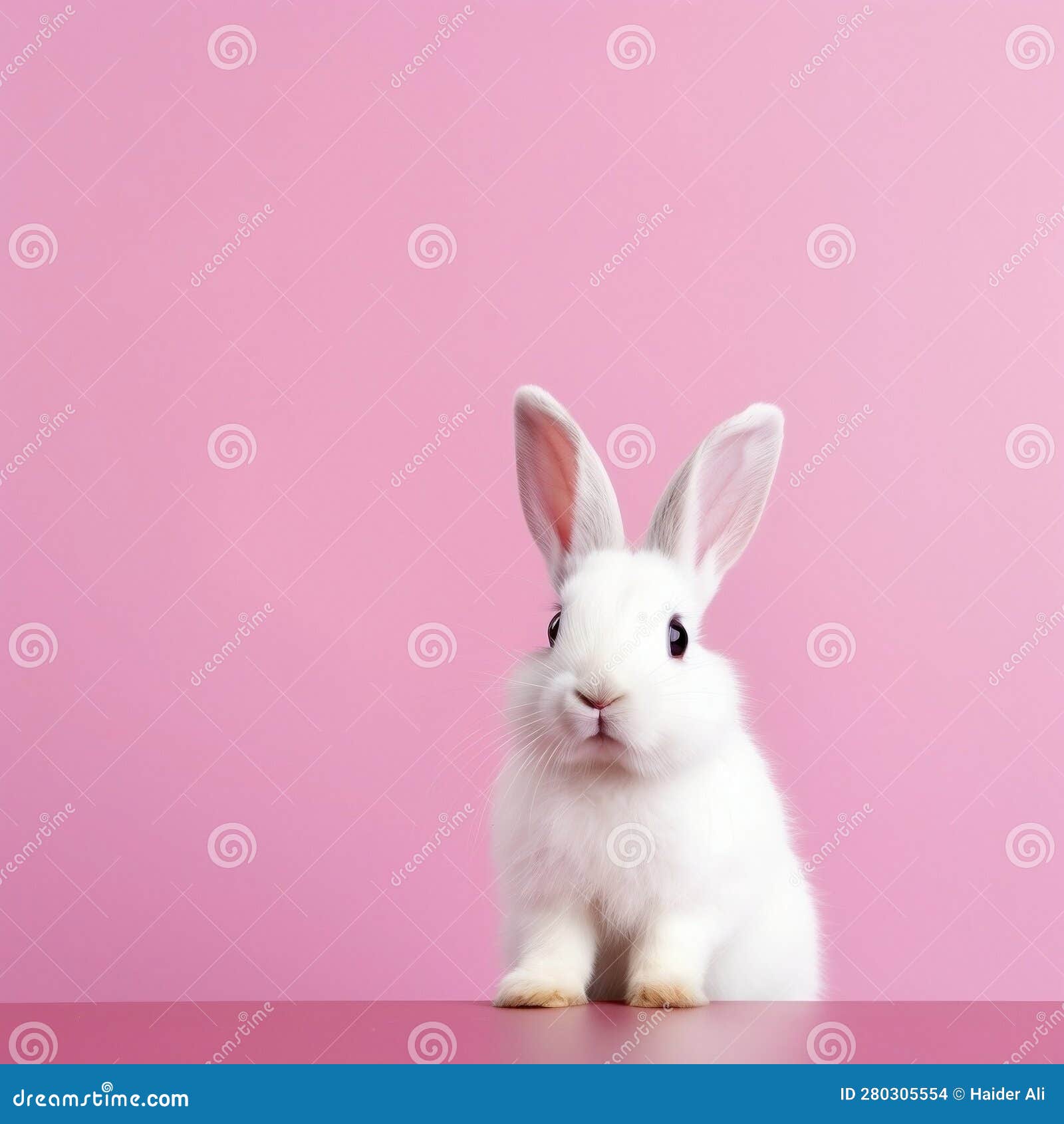 Whimsical White Rabbit on Pink Background. Easter Concept. Generative ...