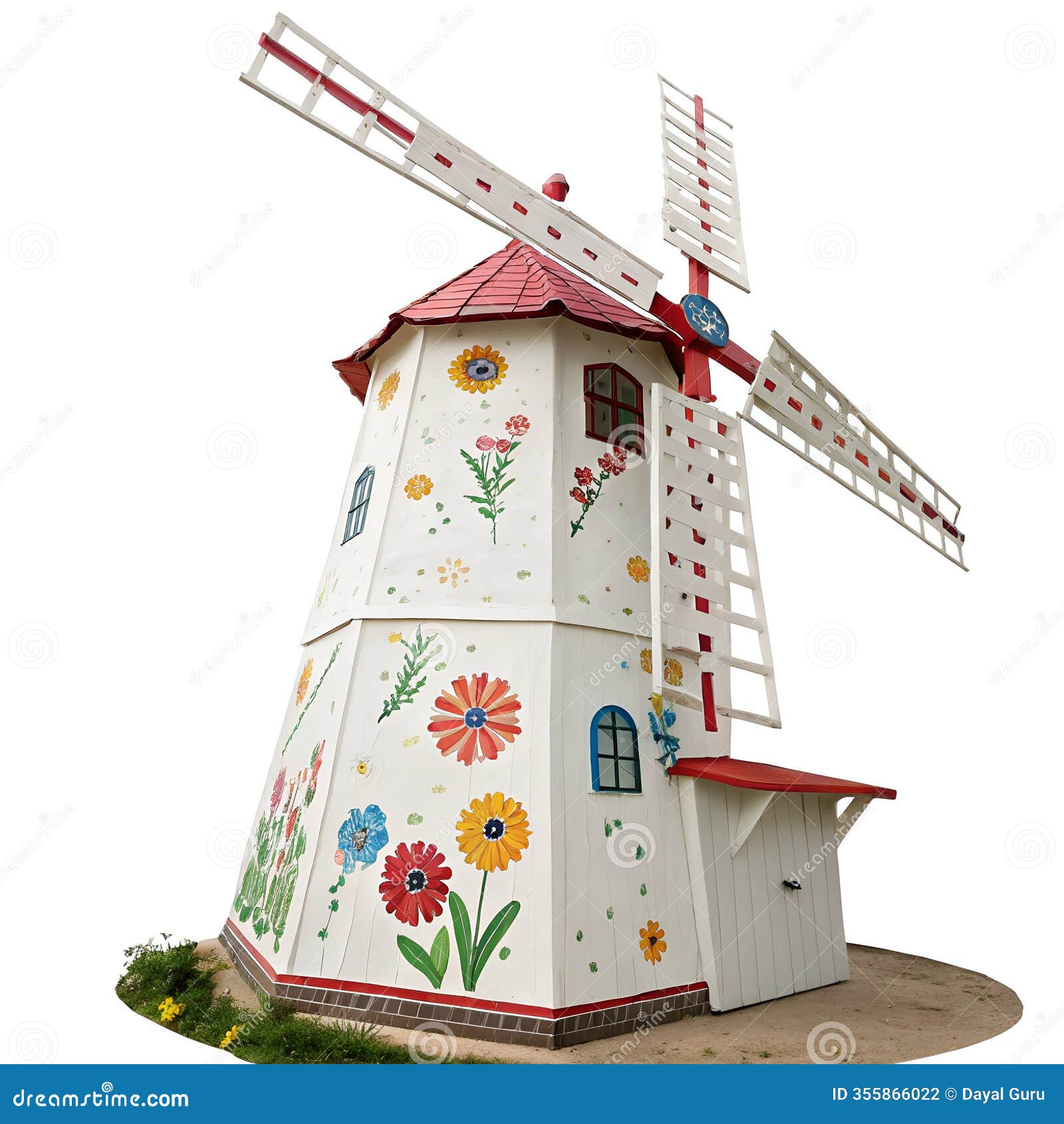 Whimsical Windmill Illustration Isolated on White Background Stock ...