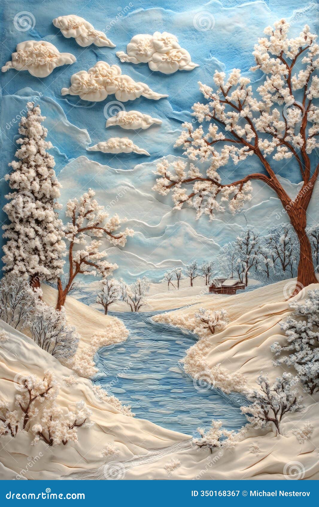 Whimsical Winter Wonderland Crafted from Fabric and Thread Stock Image ...