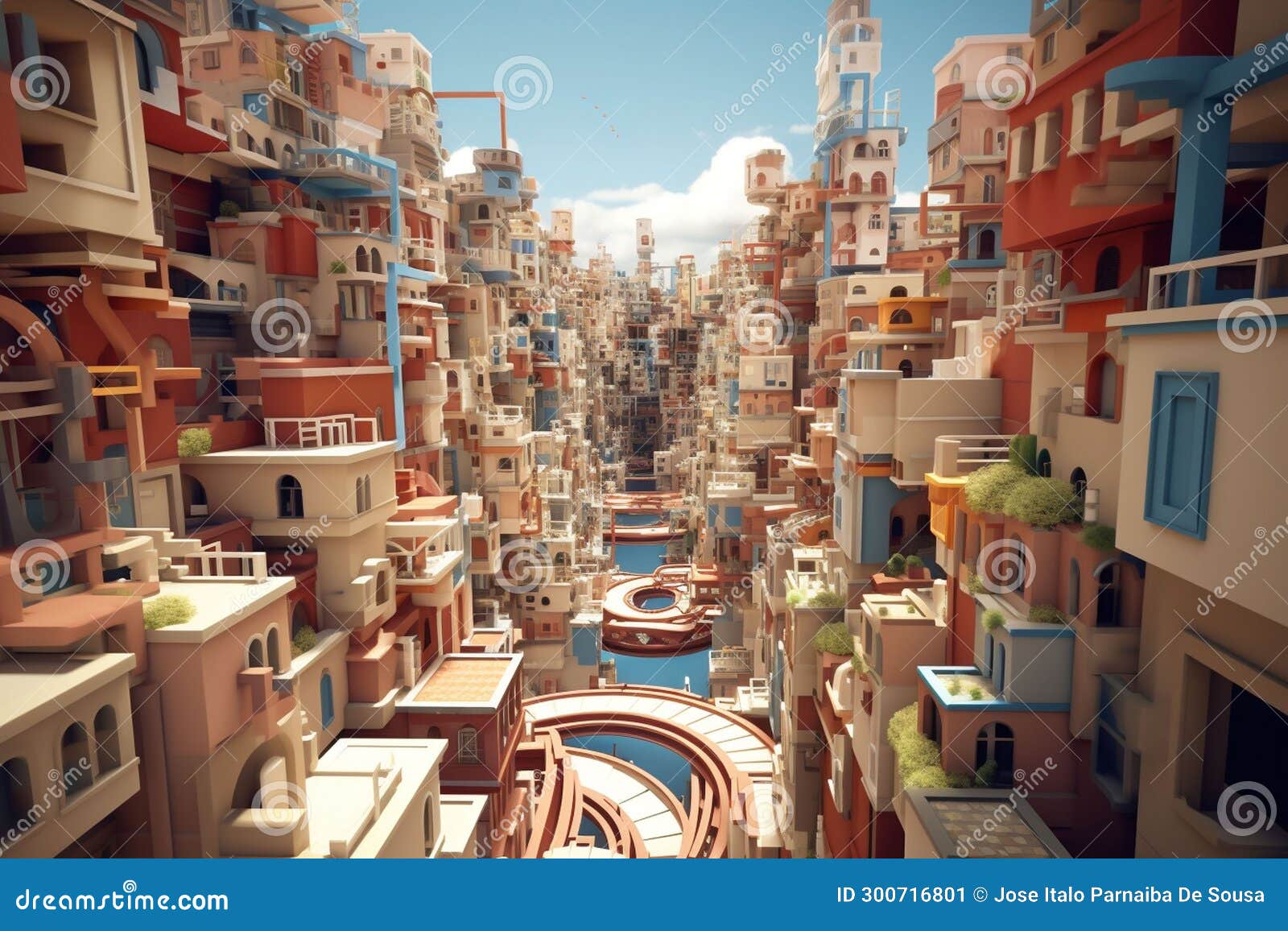 Whimsically Transformed Cityscape with Buildings Stock Image - Image of ...