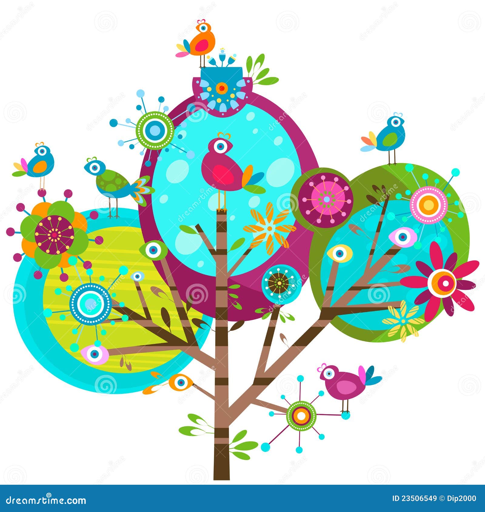 Whimsy flowers stock vector. Illustration of colorful - 23506549