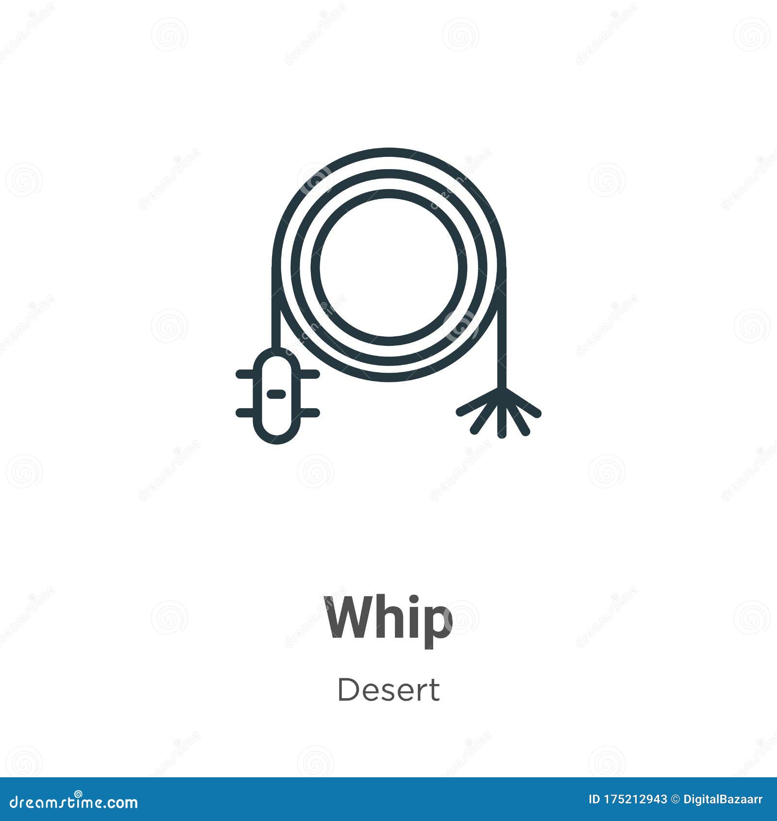 Whip Outline Vector Icon. Thin Line Black Whip Icon, Flat Vector Simple ...