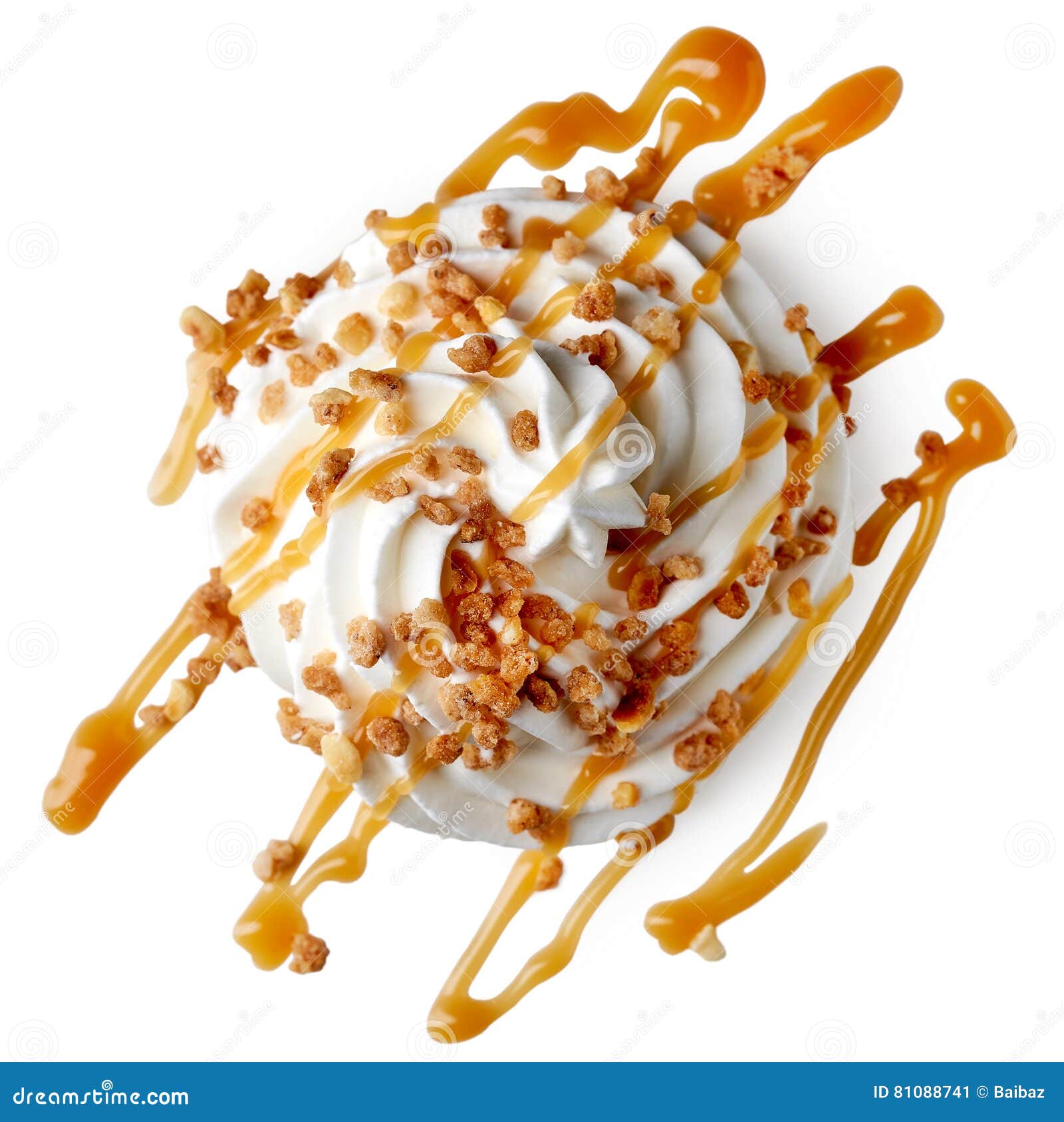 Top View Cake Icing Whipped Cream Nuts Caramel Stock Photos - Free ...