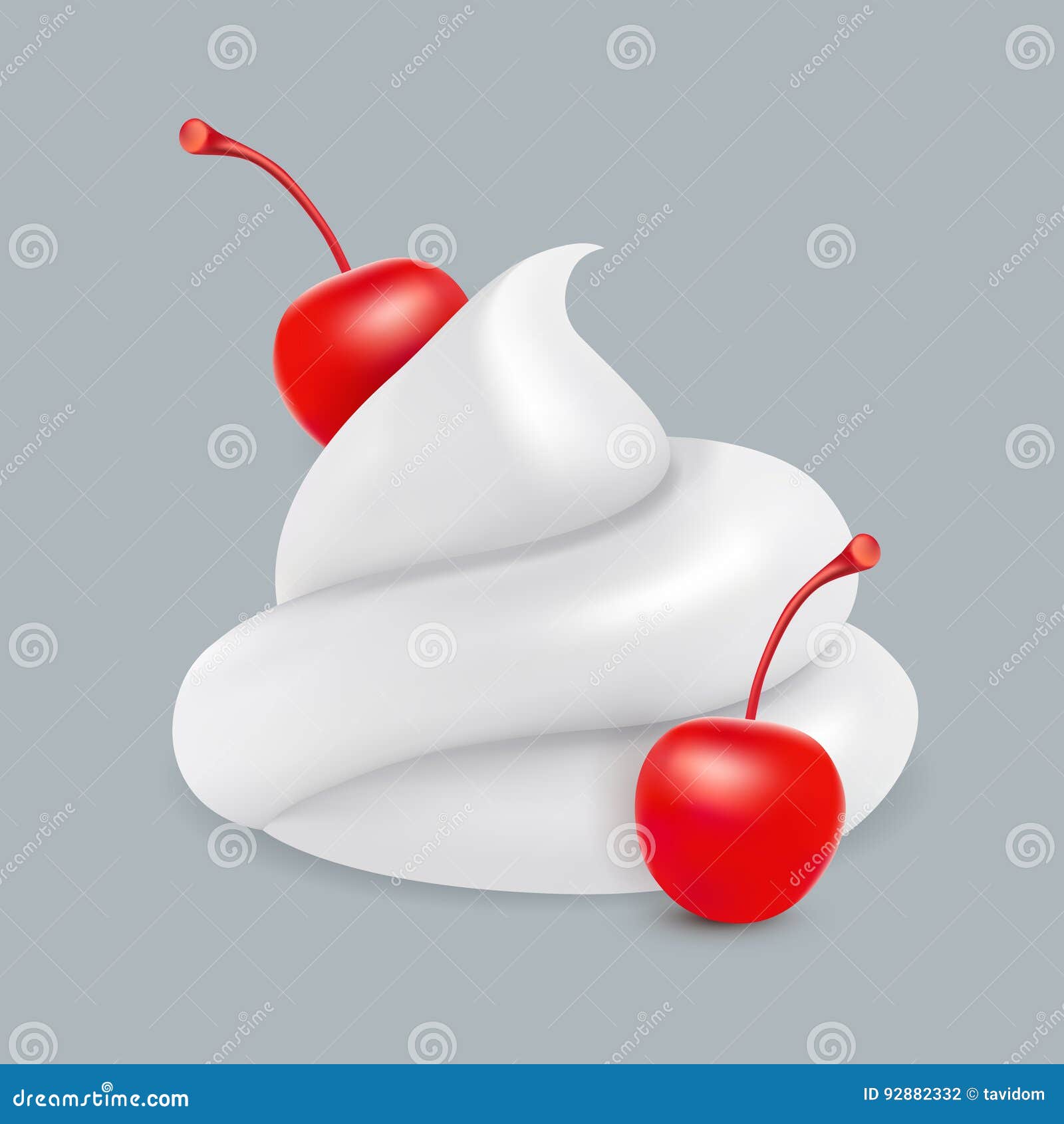 Whipped Cream With Cherry. Vector Image | CartoonDealer.com #93108790