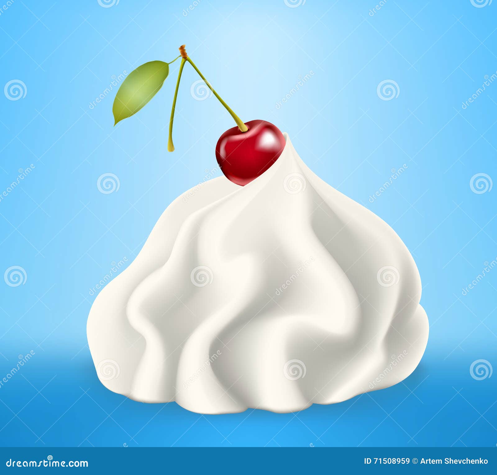 Whipped Cream with Cherry, Vector Illustration. Stock Vector ...