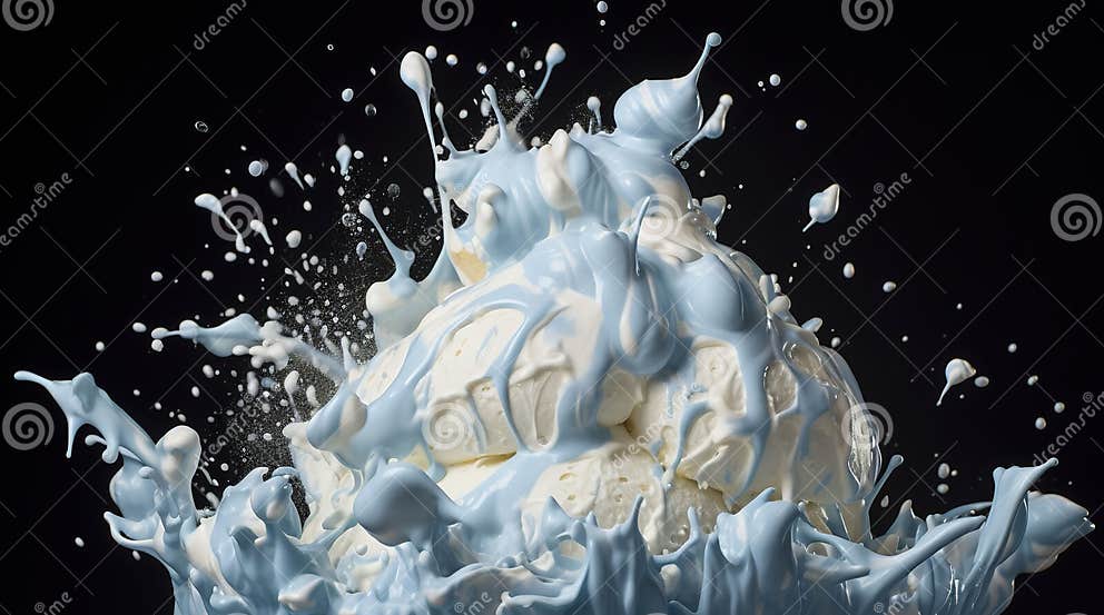 Whipped Cream Explosion. Generative AI Stock Illustration ...
