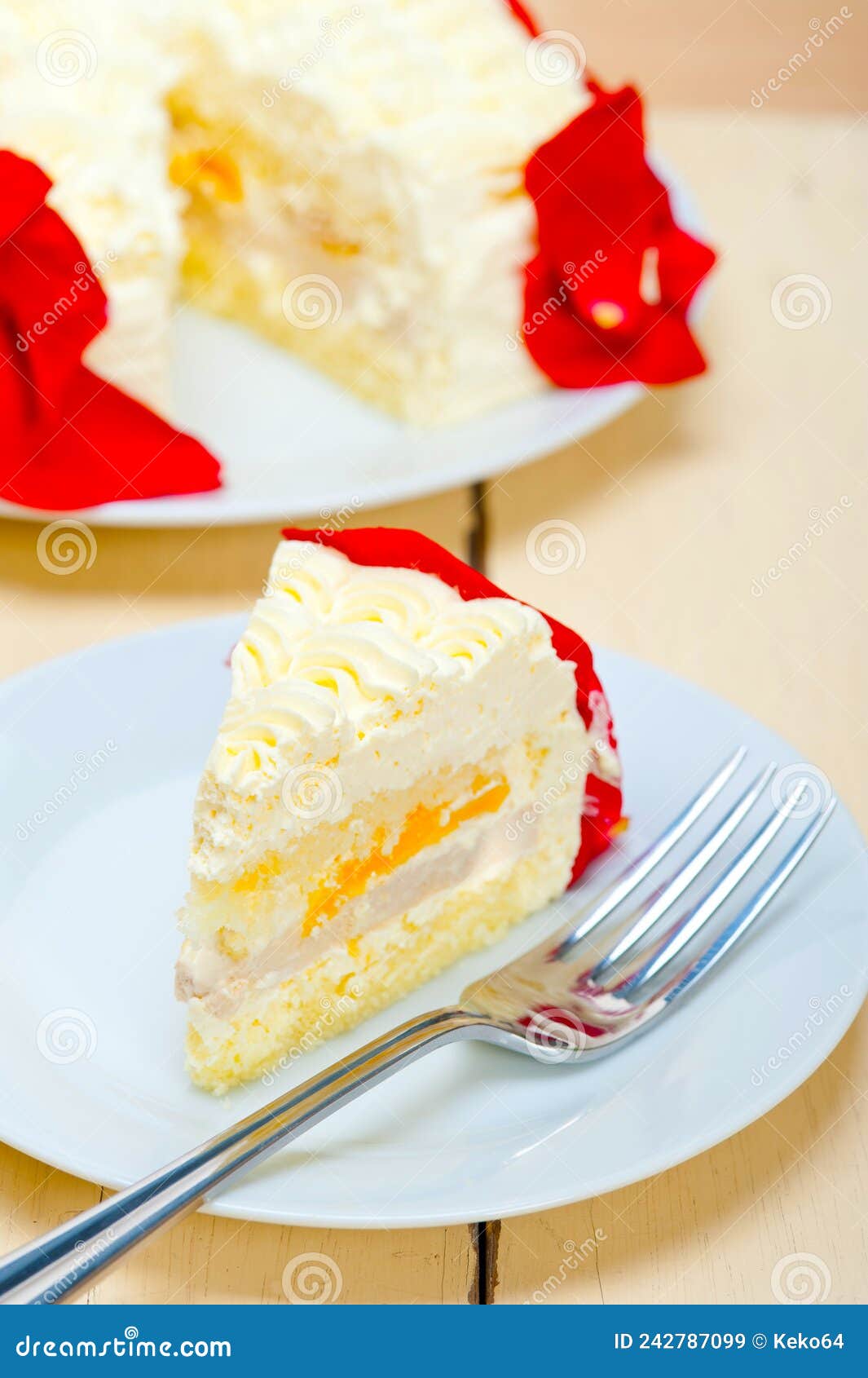 Whipped cream mango cake stock image. Image of macro - 242787099
