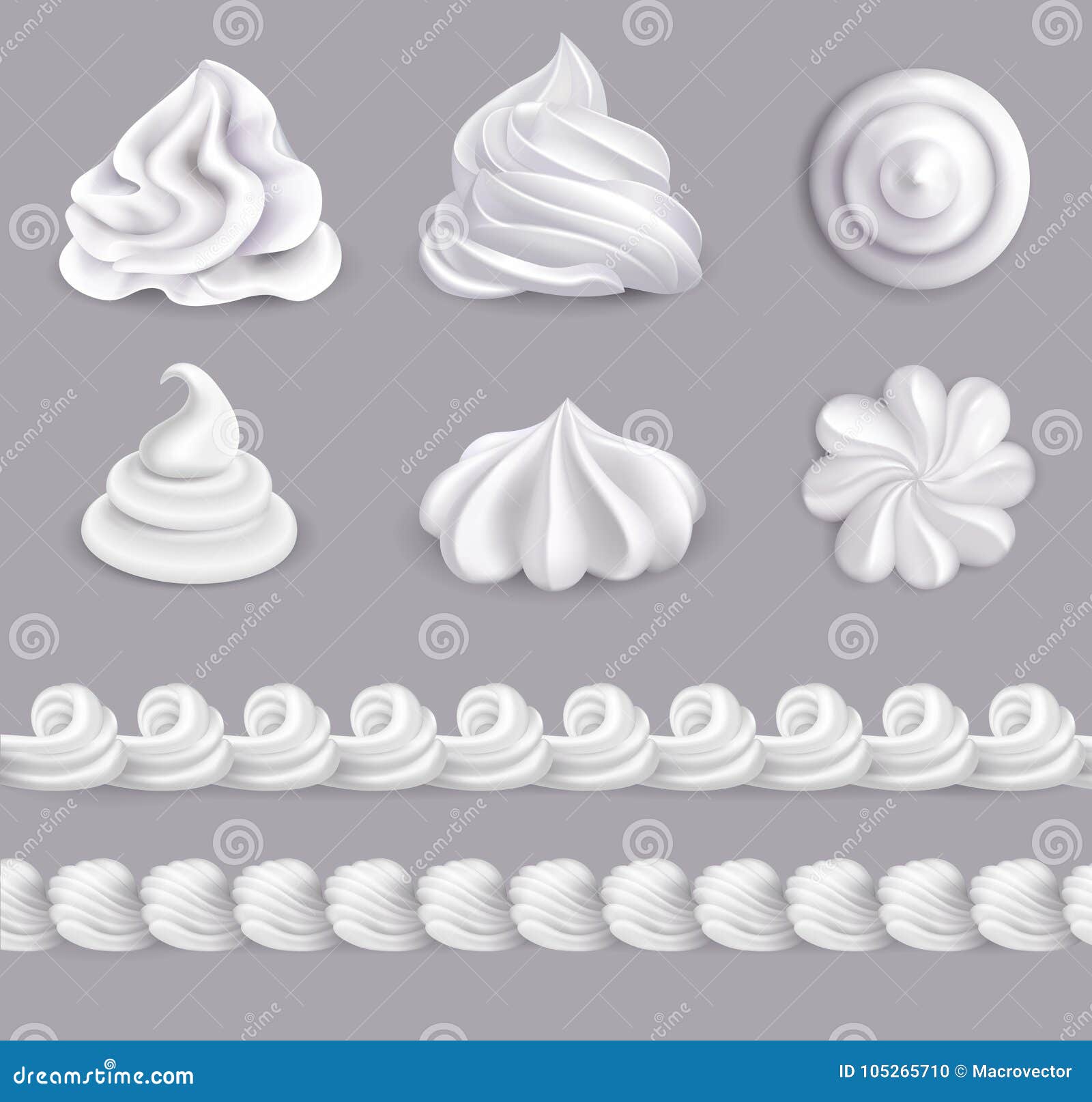 Whipped Cream Set stock vector. Illustration of cake - 105265710