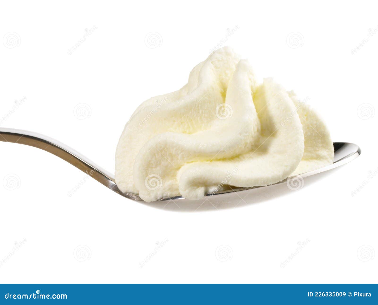 Whipped Cream on a Spoon - White Background - Isolated Stock Image ...
