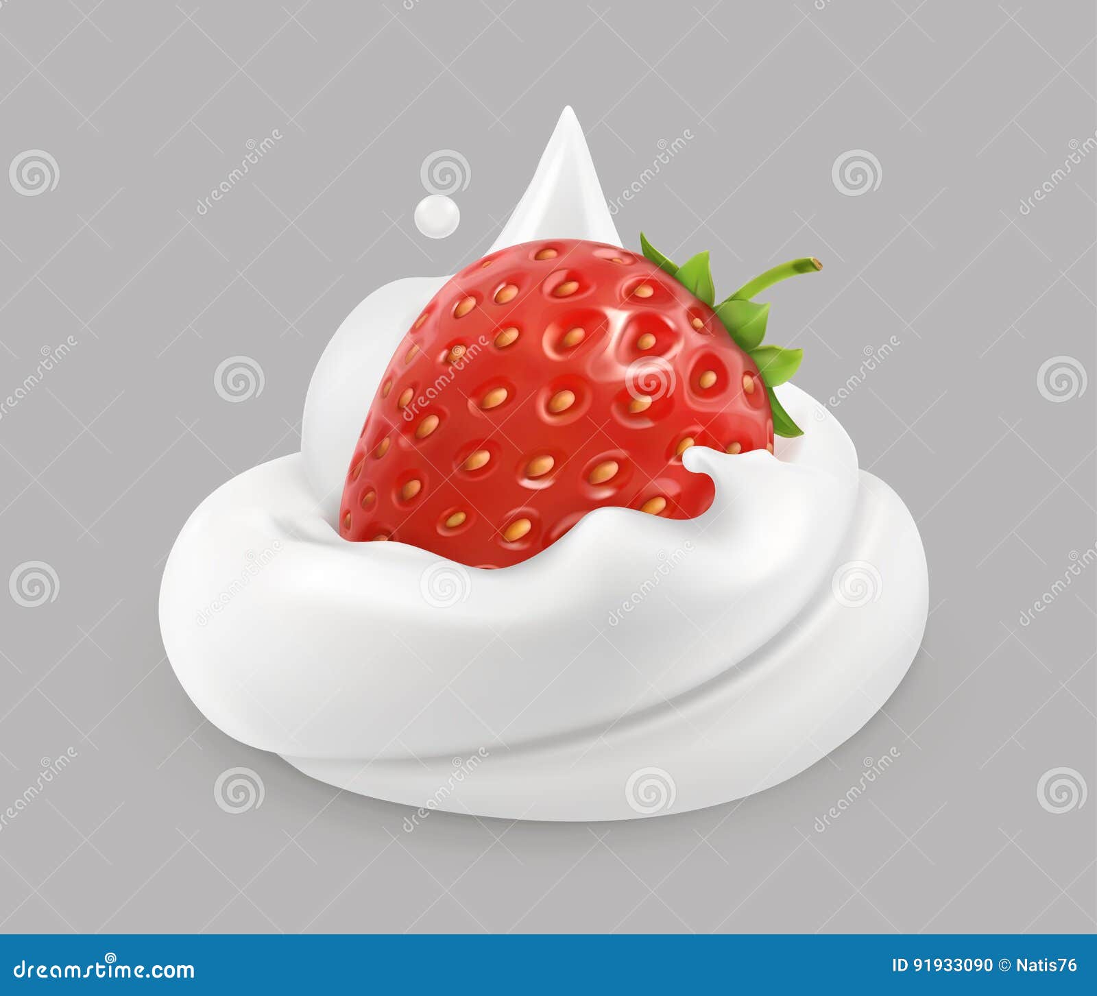 Whipped Cream And Strawberries, Vector Stock Vector - Illustration of ...