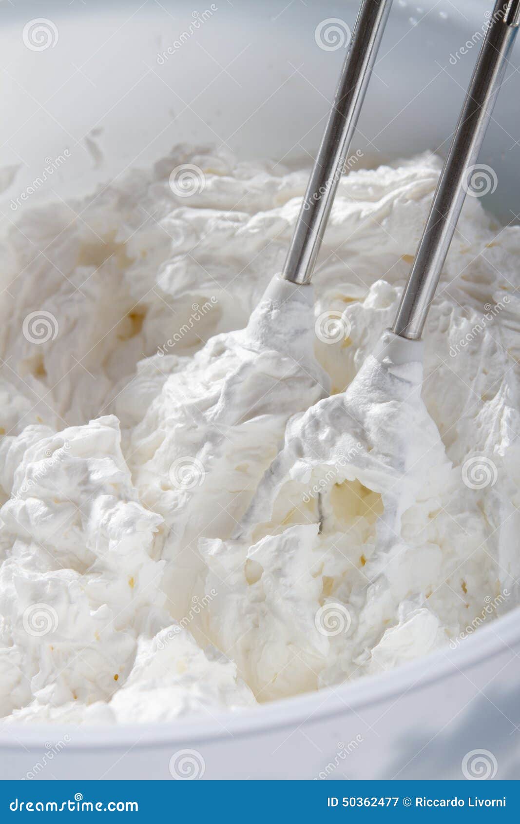 Whipped Cream and Whisk in Plastic Bowl Stock Image - Image of silver ...