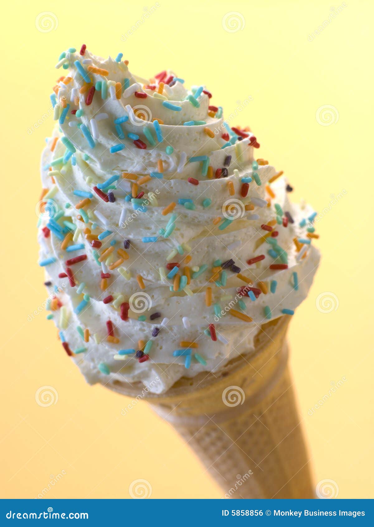 Whipped Ice Cream Cone with Candy Sprinkles Stock Photo - Image of ...