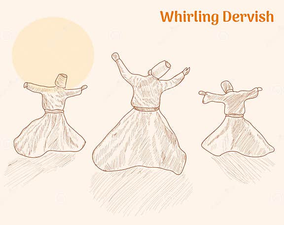 Whirling Dervish Hand Drawing Vector Illustration Stock Vector ...