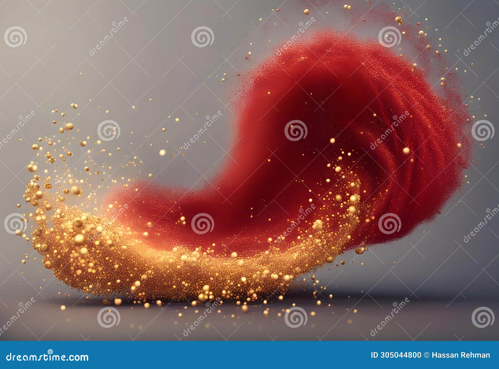 Whirling Gold Particles in Red Fluid Stock Illustration - Illustration ...