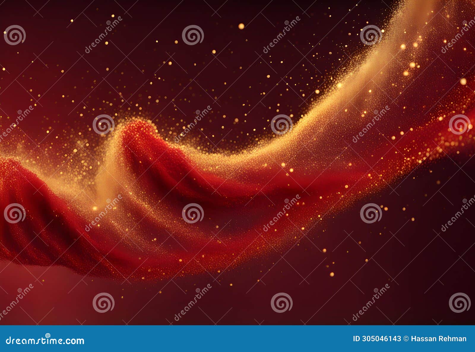 Whirling Gold Particles in Red Fluid Stock Illustration - Illustration ...