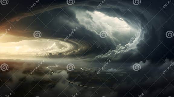 Whirling Vortex of Storm Clouds Gathering Intensity Stock Illustration ...