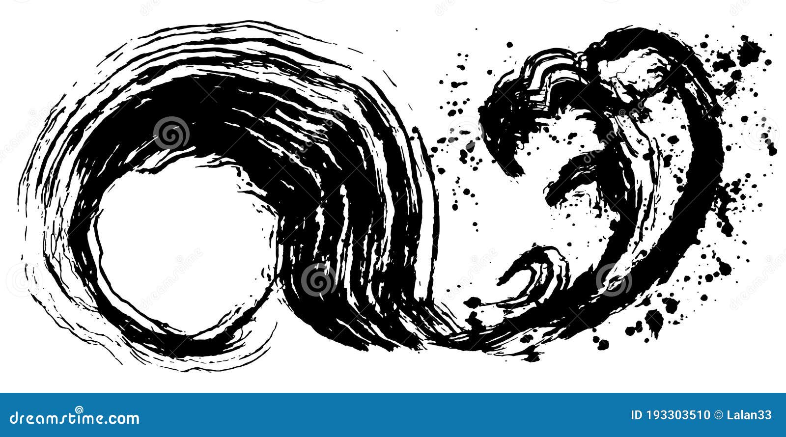 The Whirlpool Is Drawn In One Line. Vortex. Outline Drawing Royalty ...