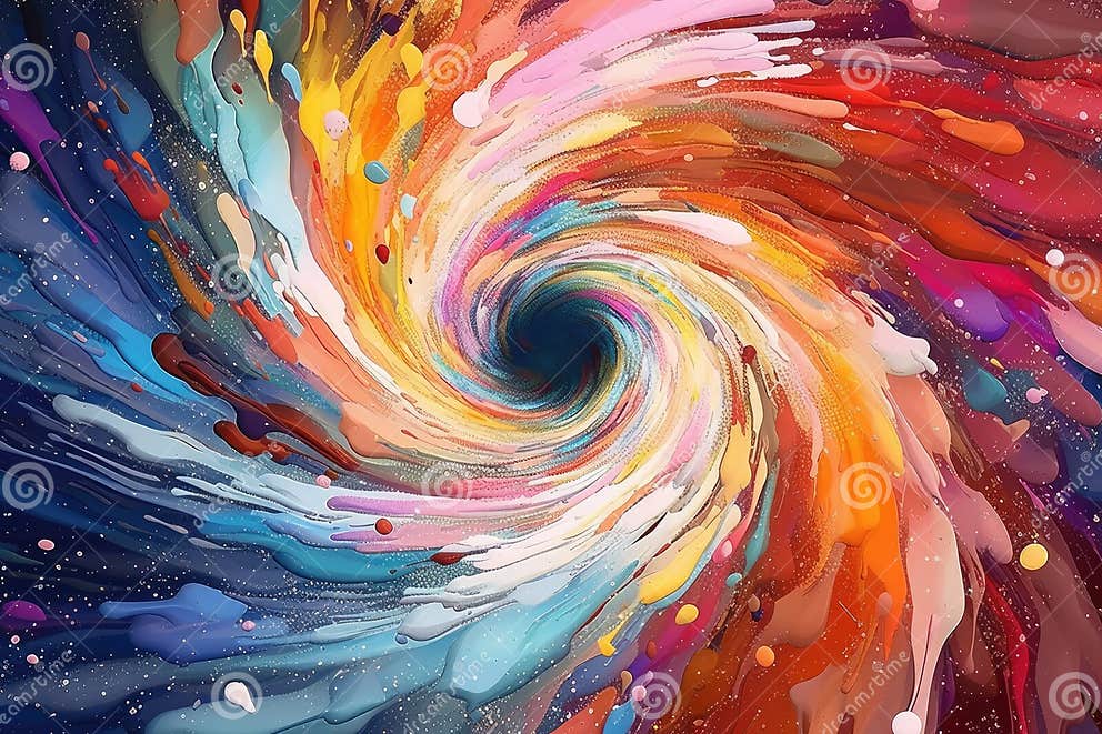 Whirlpool of Abstract Colors and Forms on a Dynamic Background, Creating a Visual Vortex that ...